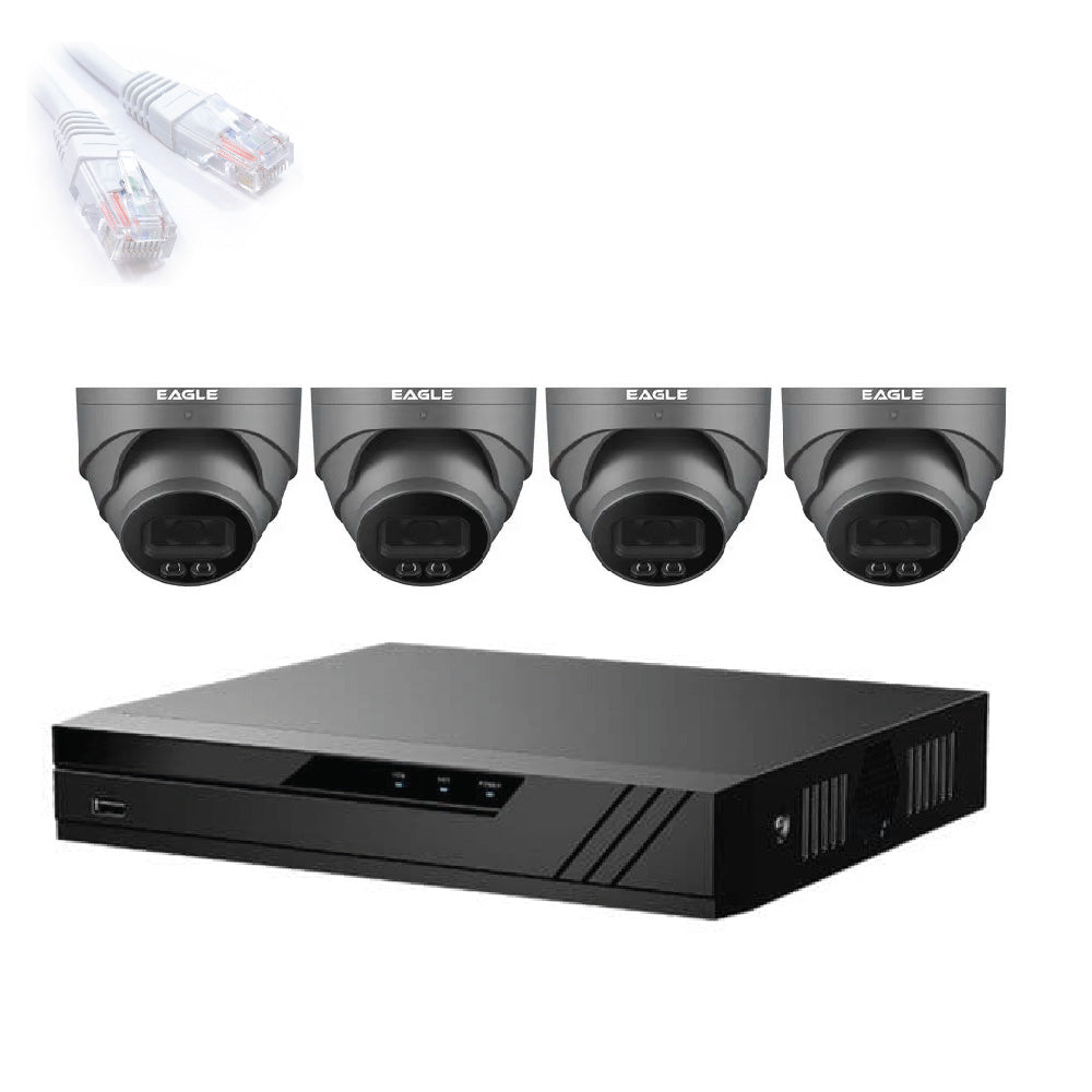 Eagle 4 Channel Compact 1U AI NVR with 4 Turret Cameras Grey — SND ...